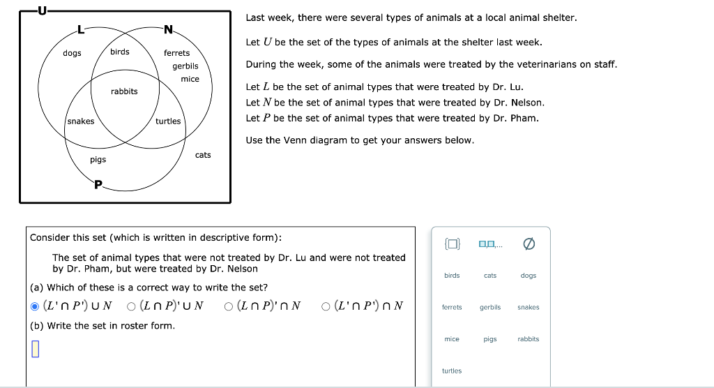 Solved Last week, there were several types of animals at a | Chegg.com