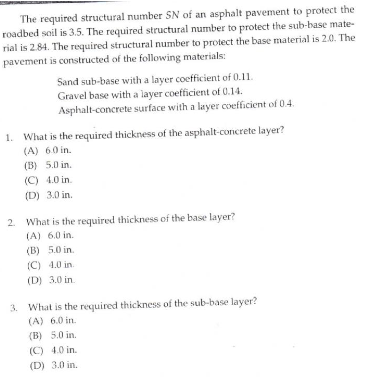 Solved The required structural number SN of an asphalt | Chegg.com