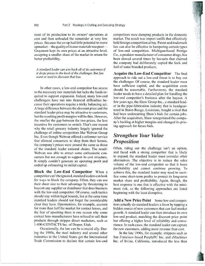 Solved Reading Confronting Low-End Competition Don Potter | Chegg.com