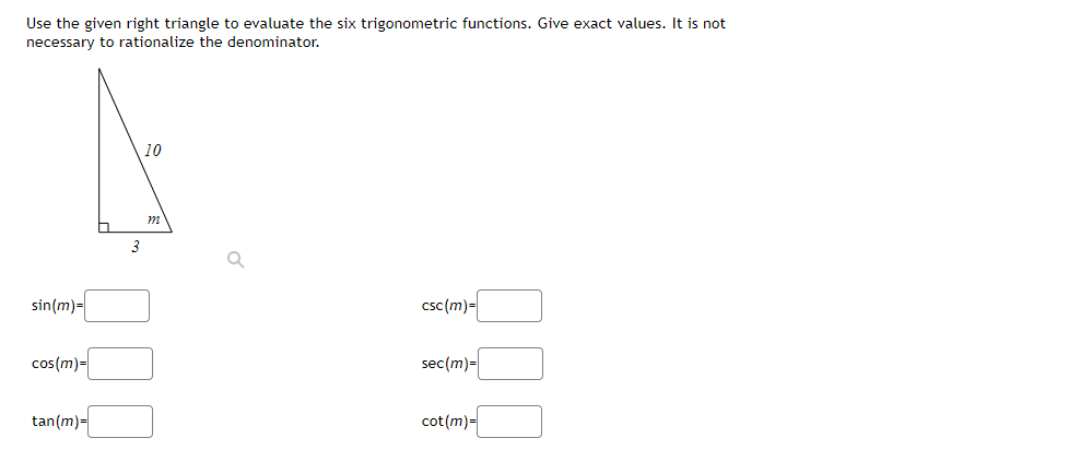 Solved Use the given right triangle to evaluate the six | Chegg.com