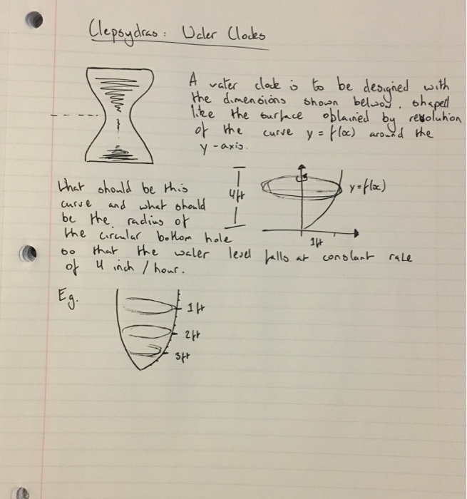 Solved A water clock is to be designed using the dimensions | Chegg.com