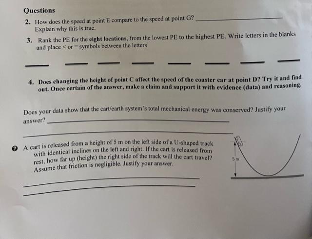 Solved experiment 7: roller coasters and energy purpose: | Chegg.com