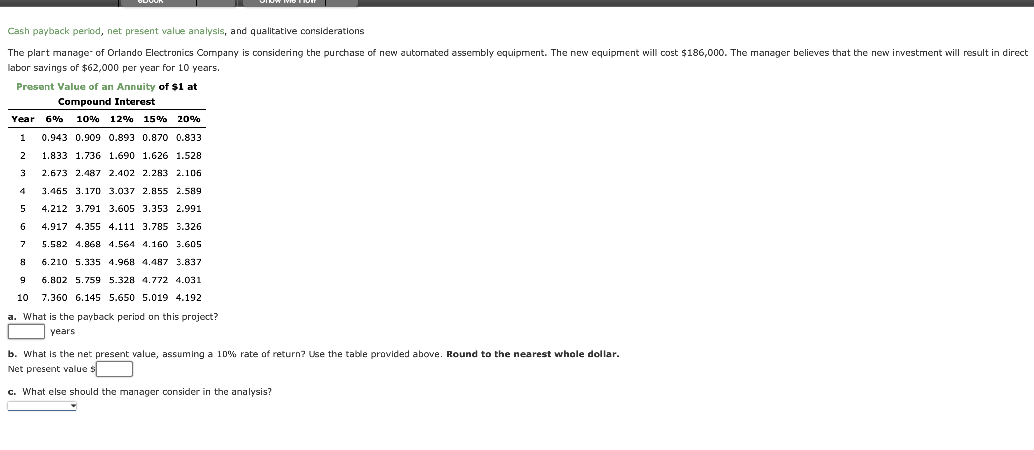Solved Internal rate of return method for a service company | Chegg.com