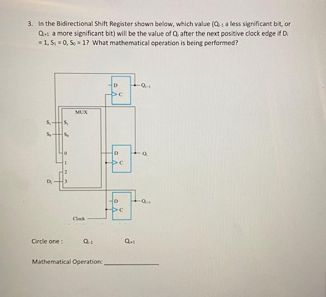 Solved 1 3. In the Bidirectional Shift Register shown below, | Chegg.com