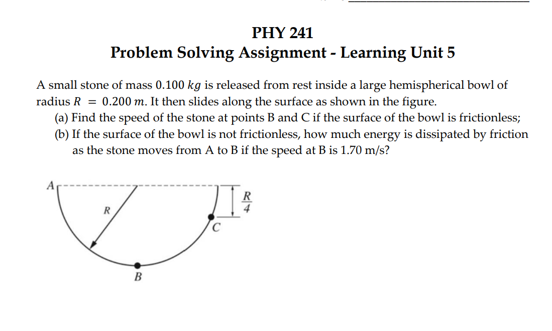 Solved PHY 241 Problem Solving Assignment - Learning Unit 5 | Chegg.com