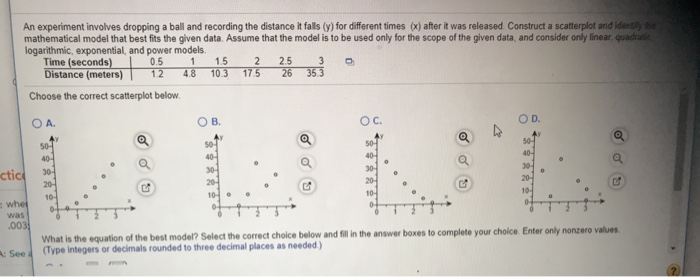 Solved An experiment involves dropping a ball and recording | Chegg.com