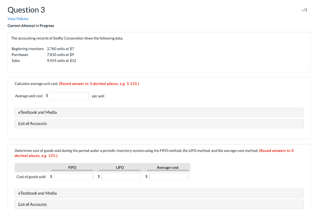 Solved Question 3 --/1 View Policies Current Attempt in | Chegg.com