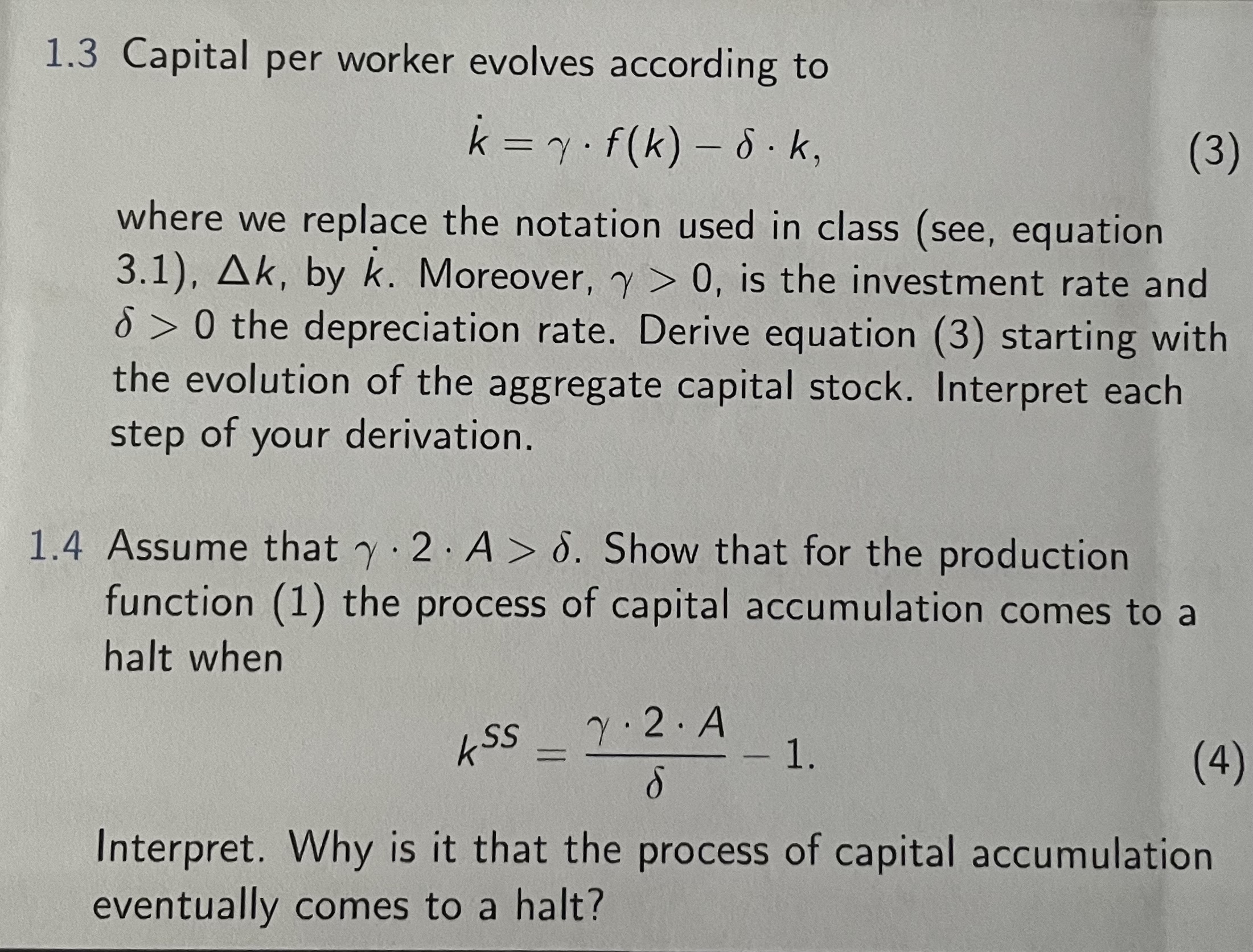 Solved Consider the Solow model with an aggregate production | Chegg.com