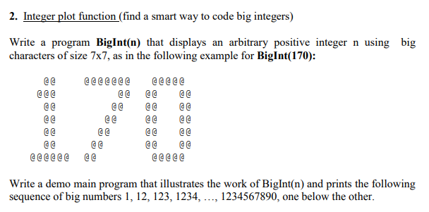 Solved 2. Integer plot function (find a smart way to code | Chegg.com