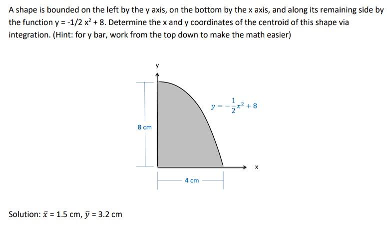 Solved A shape is bounded on the left by the y axis, on the | Chegg.com