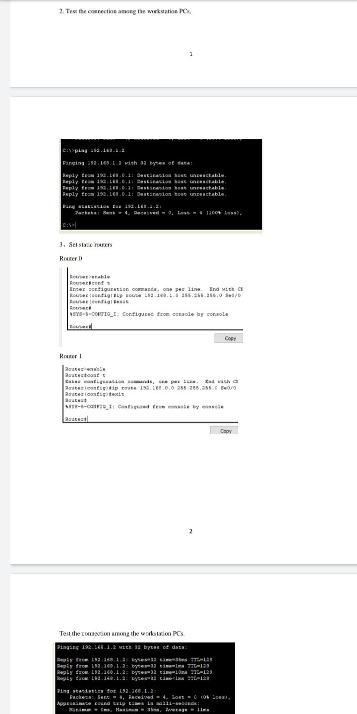 Solved Experiment 6 Static Router Configuration I 5226