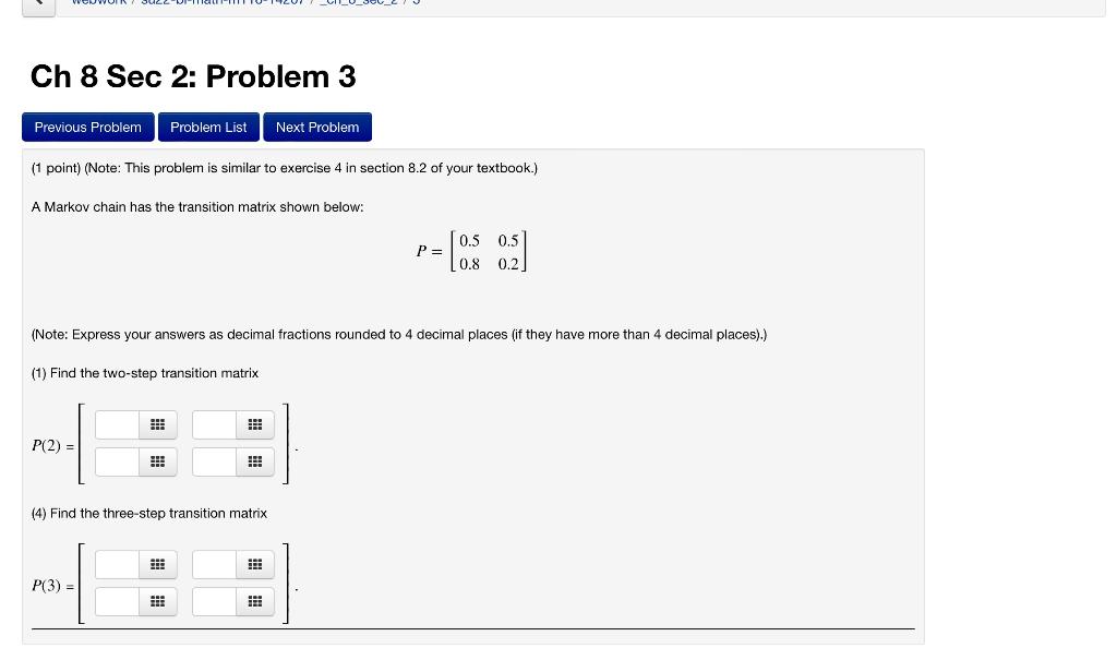 Solved Ch 8 Sec 2: Problem 2 Previous Problem Problem List | Chegg.com