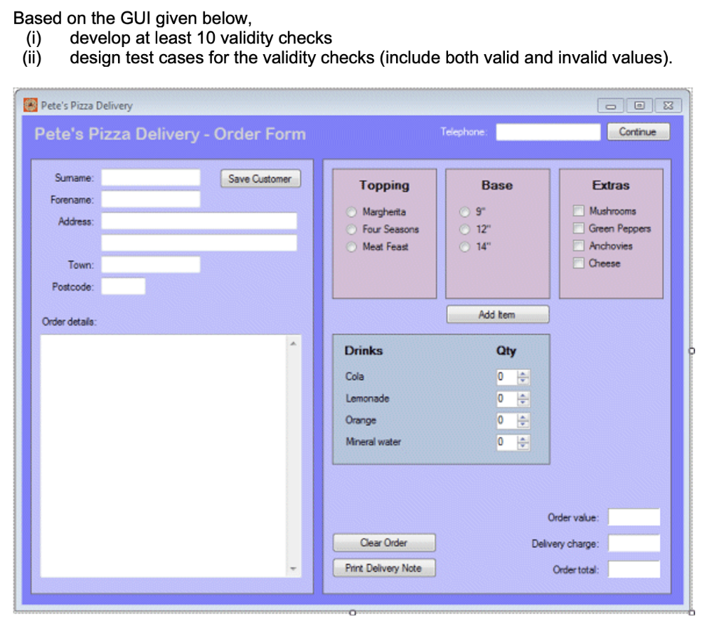 Solved Based on the GUI given below, (i) develop at least 10 | Chegg.com