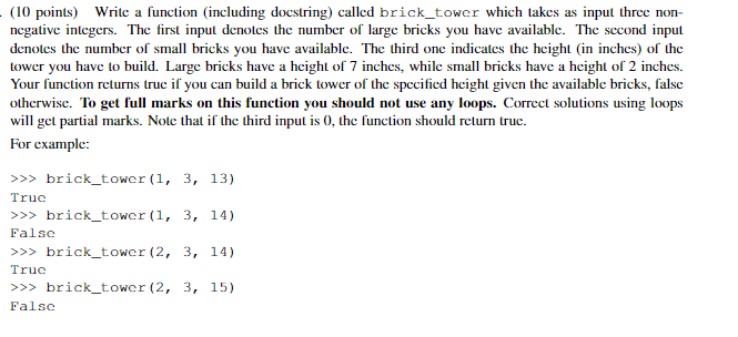 Solved - (10 points) Write a function (including docstring) | Chegg.com
