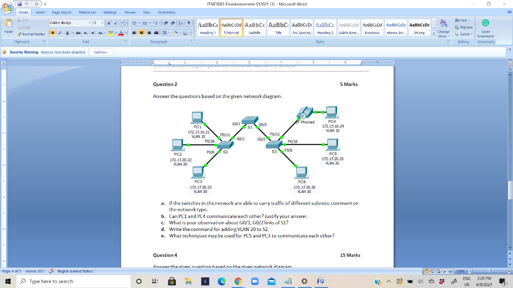 Solved 90) ITNE2003-FinalAssessment-S12021 (3) - Microsoft | Chegg.com