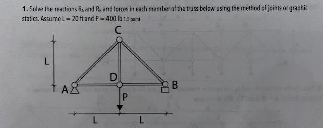 Solve the reactions RA and RB and forces in each | Chegg.com