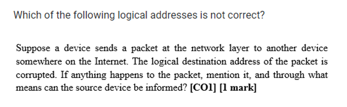 Solved Which of the following logical addresses is not | Chegg.com