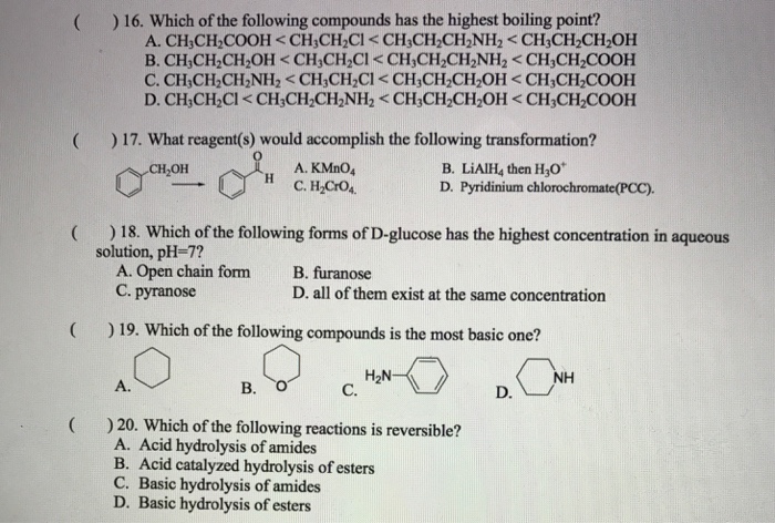 Solved Which of the following Compounds has the highest | Chegg.com