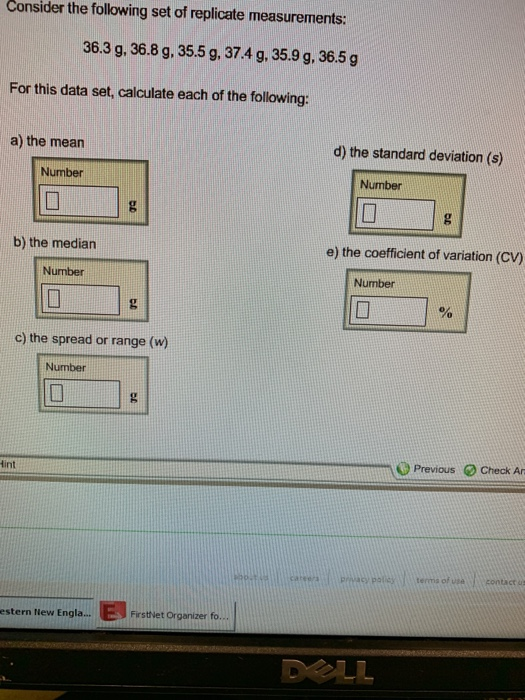 Solved Consider the following set of replicate measurements: | Chegg.com