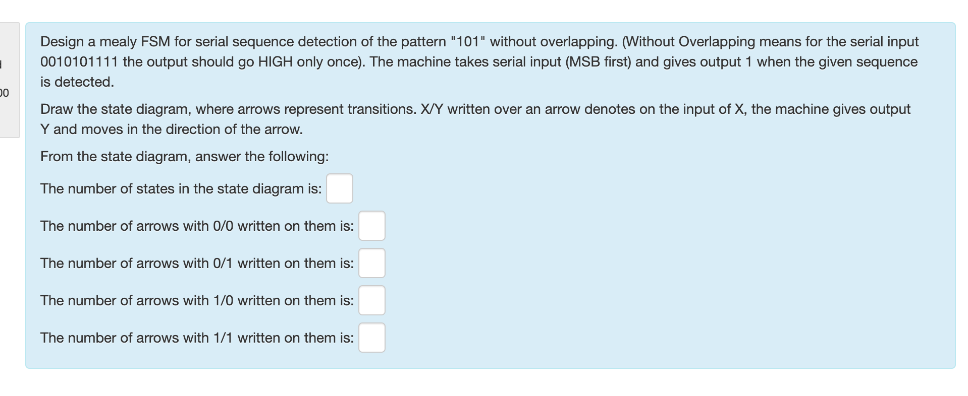 Solved Design a mealy FSM for serial sequence detection of | Chegg.com