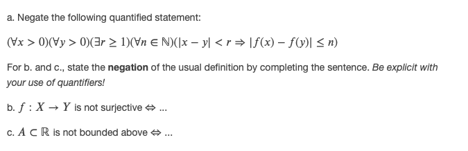 Solved a. Negate the following quantified statement: (Hx > | Chegg.com