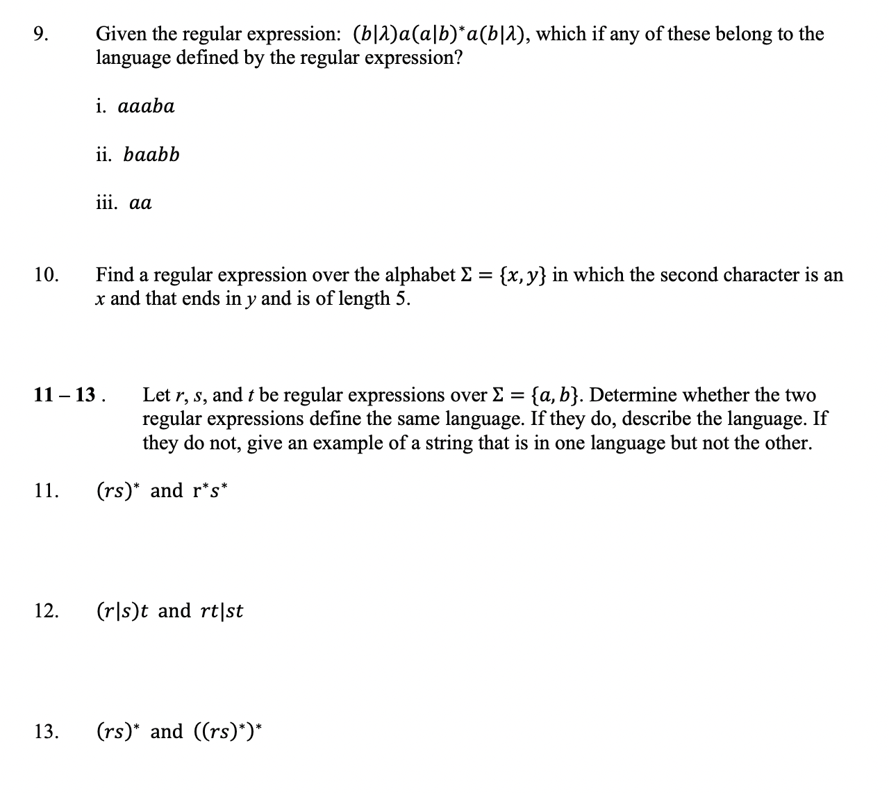 Solved 9. Given the regular expression: \\( (b \\mid | Chegg.com