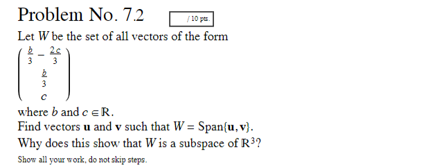 Solved Problem No. 7.1 / 10 pes 1) Determine if the set of | Chegg.com