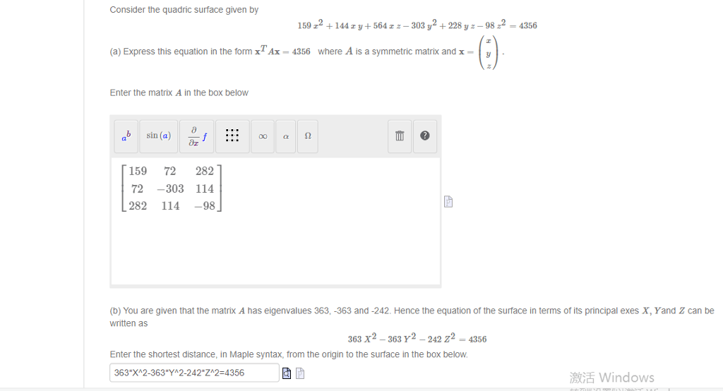 Solved Consider the quadric surface given by 159 z2 +144 z y | Chegg.com
