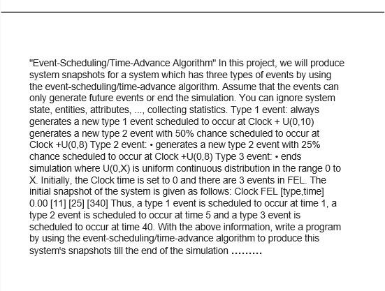 Event Scheduling Time Advance Algorithm In This