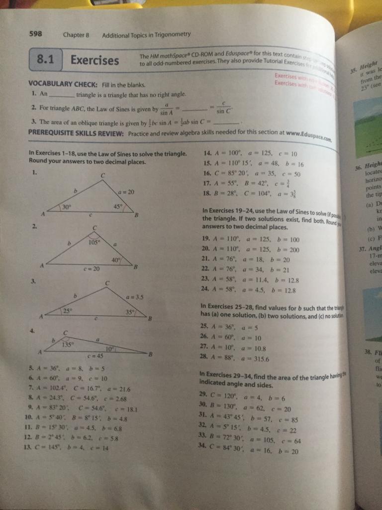Solved 598 Chapter 8 Additional Topics in Trigonometry 8.1 | Chegg.com