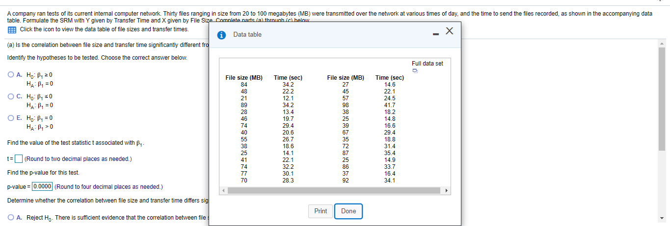 Solved A company ran tests of its current internal computer | Chegg.com