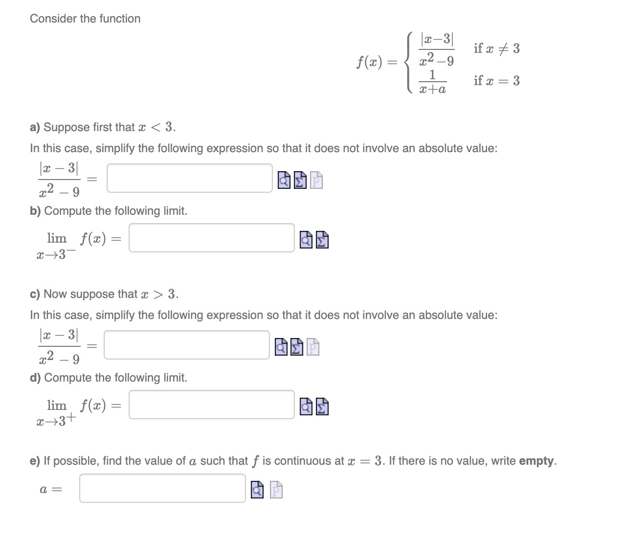 Solved Consider the function f(x)={x2−9∣x−3∣x+a1 if x =3 if | Chegg.com