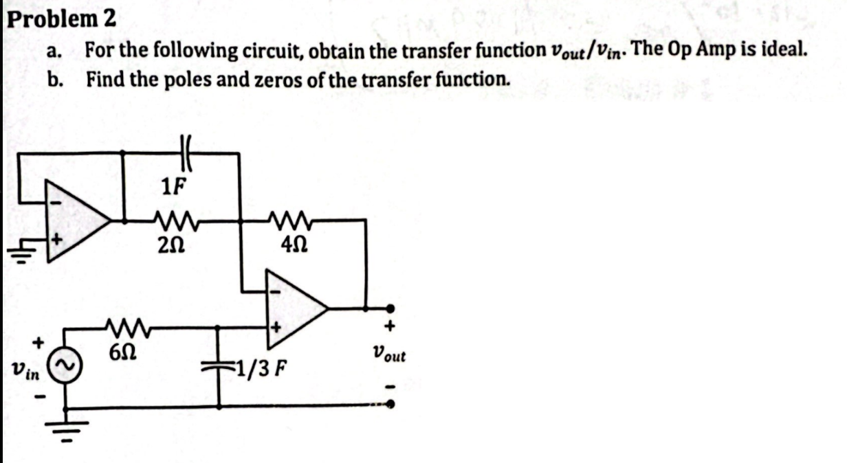 Solved Problem 2a. ﻿For the following circuit, obtain the | Chegg.com