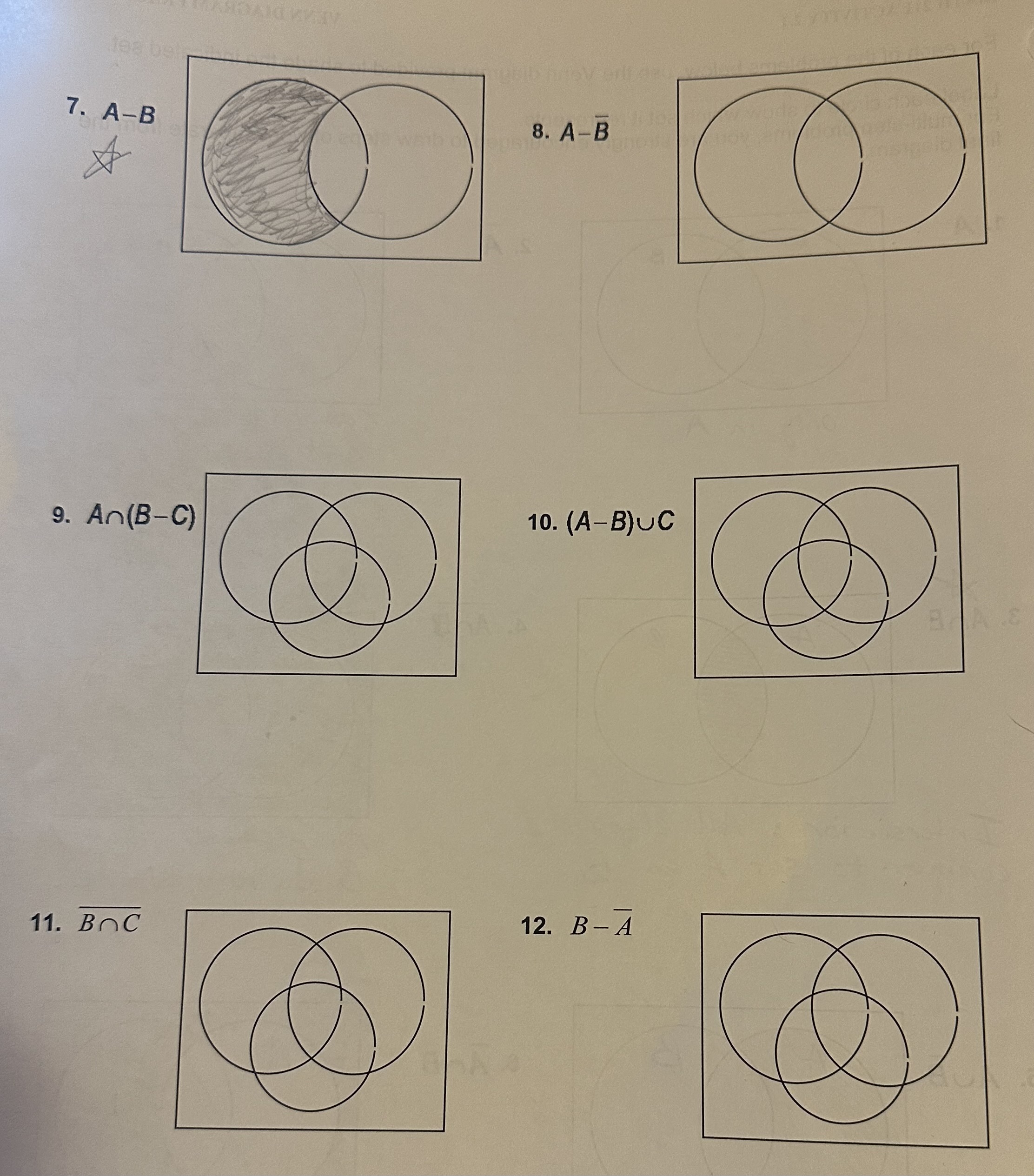 Solved (A−B)∪CMATH 211 ACTIVITY 2.1 VENN DIAGRAM PRACTICE | Chegg.com