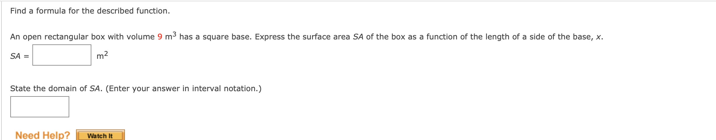 Solved Find a formula for the described function. An open | Chegg.com