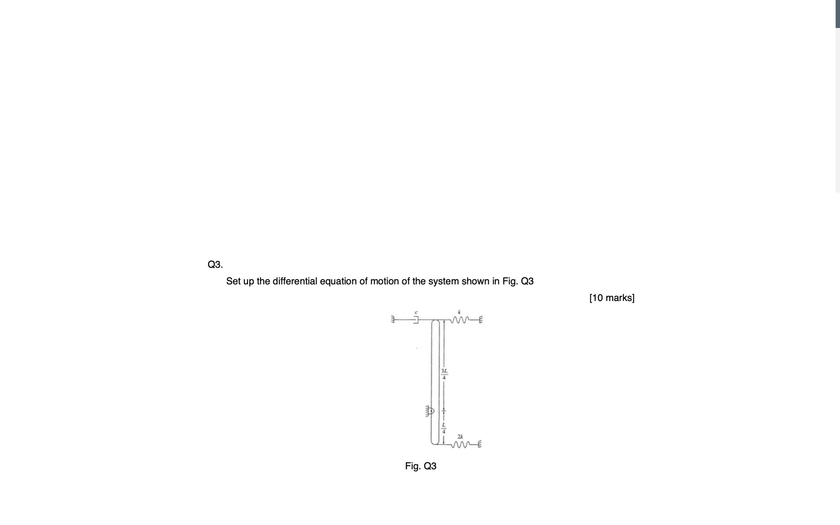 Solved Q3. Set up the differential equation of motion of the | Chegg.com