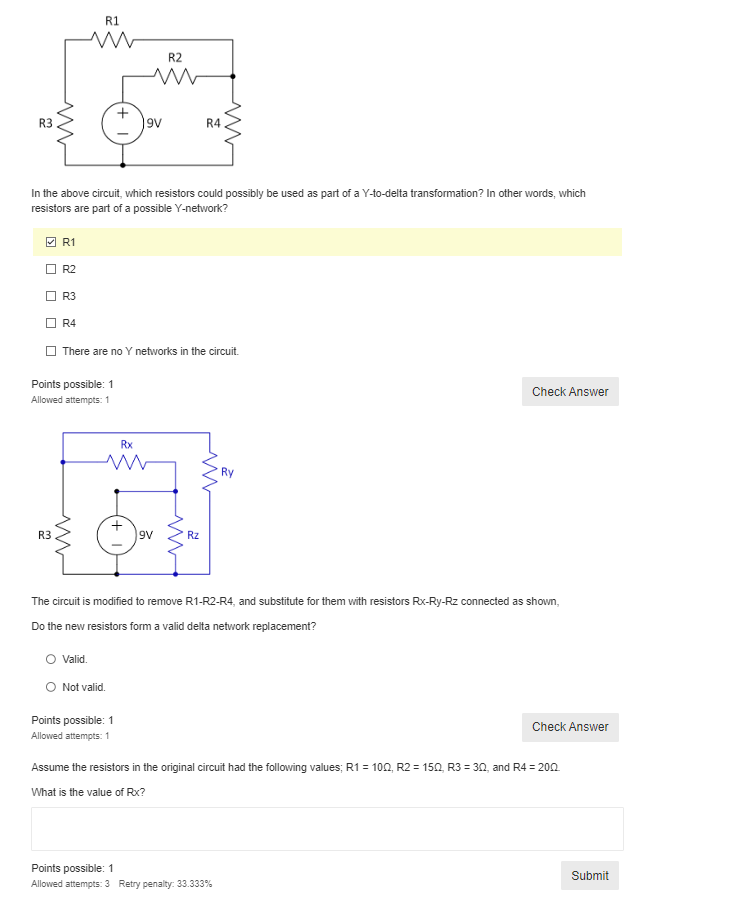 Solved In the above circuit, which resistors could possibly | Chegg.com