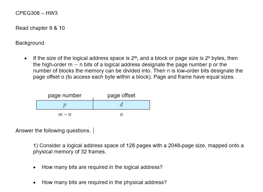 Solved BackgroundIf the size of the logical address space is | Chegg.com