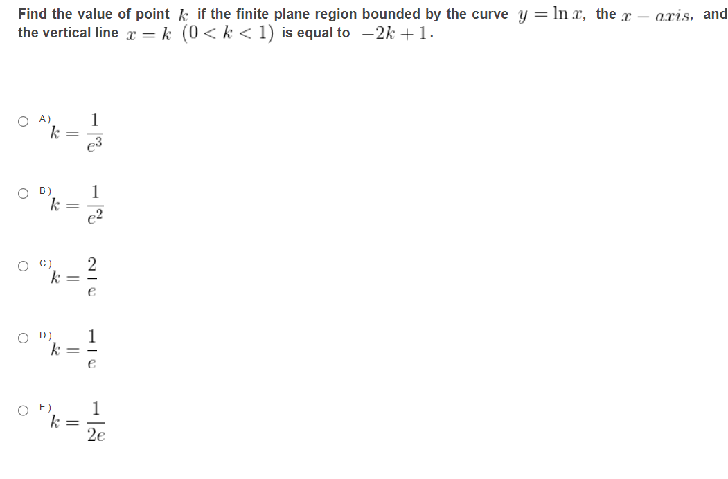 Solved Find the value of point k if the finite plane region | Chegg.com