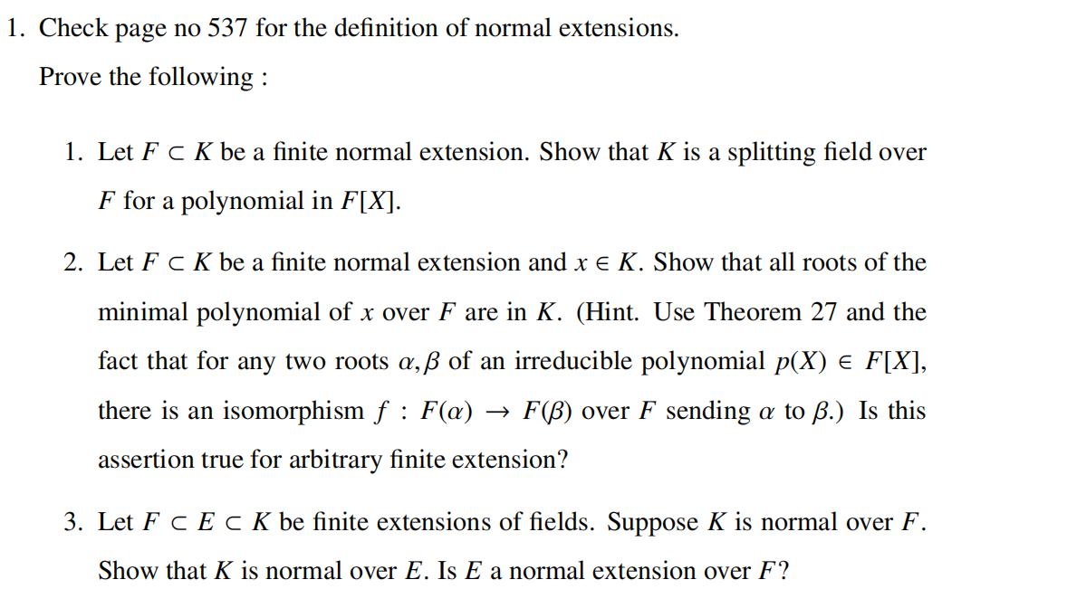 Solved 1. Check page no 537 for the definition of normal | Chegg.com