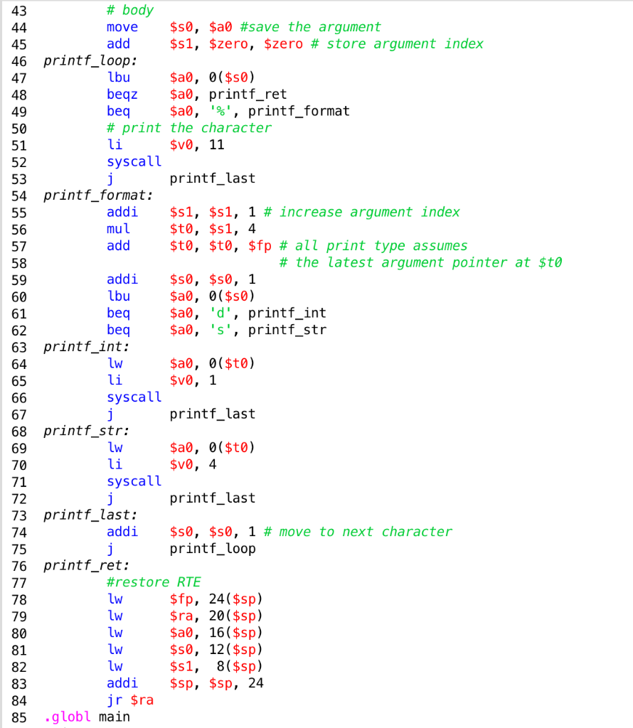 Solved [Assembly] Enhance procedure 'printf' to handle | Chegg.com