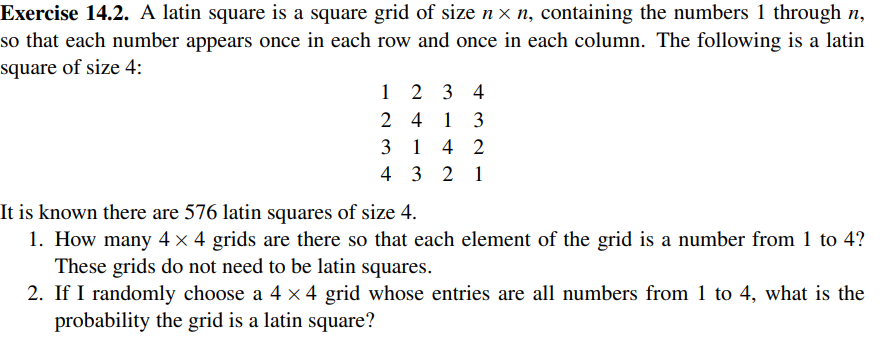 Solved Exercise 14.2. A latin square is a square grid of | Chegg.com