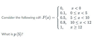 Solved Consider the following cdf: | Chegg.com