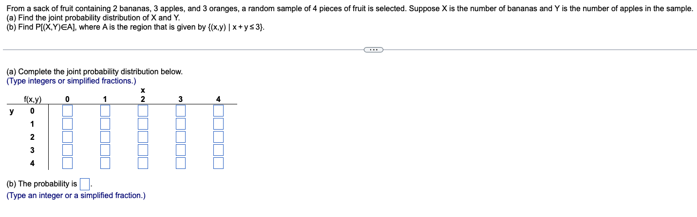 Solved From a sack of fruit containing 2 bananas, 3 apples, | Chegg.com