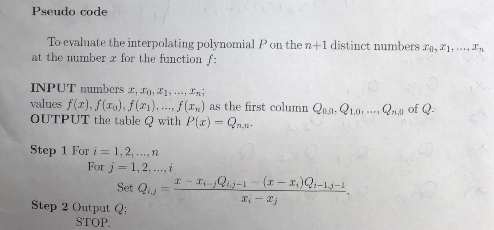 Solved Code Nevilles Method In Matlab Using The Pseudo Code 6455