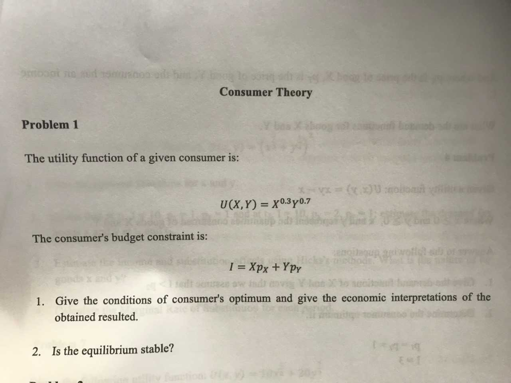 Solved Consumer Theory: Intermediate Microeconomics Practice | Chegg.com