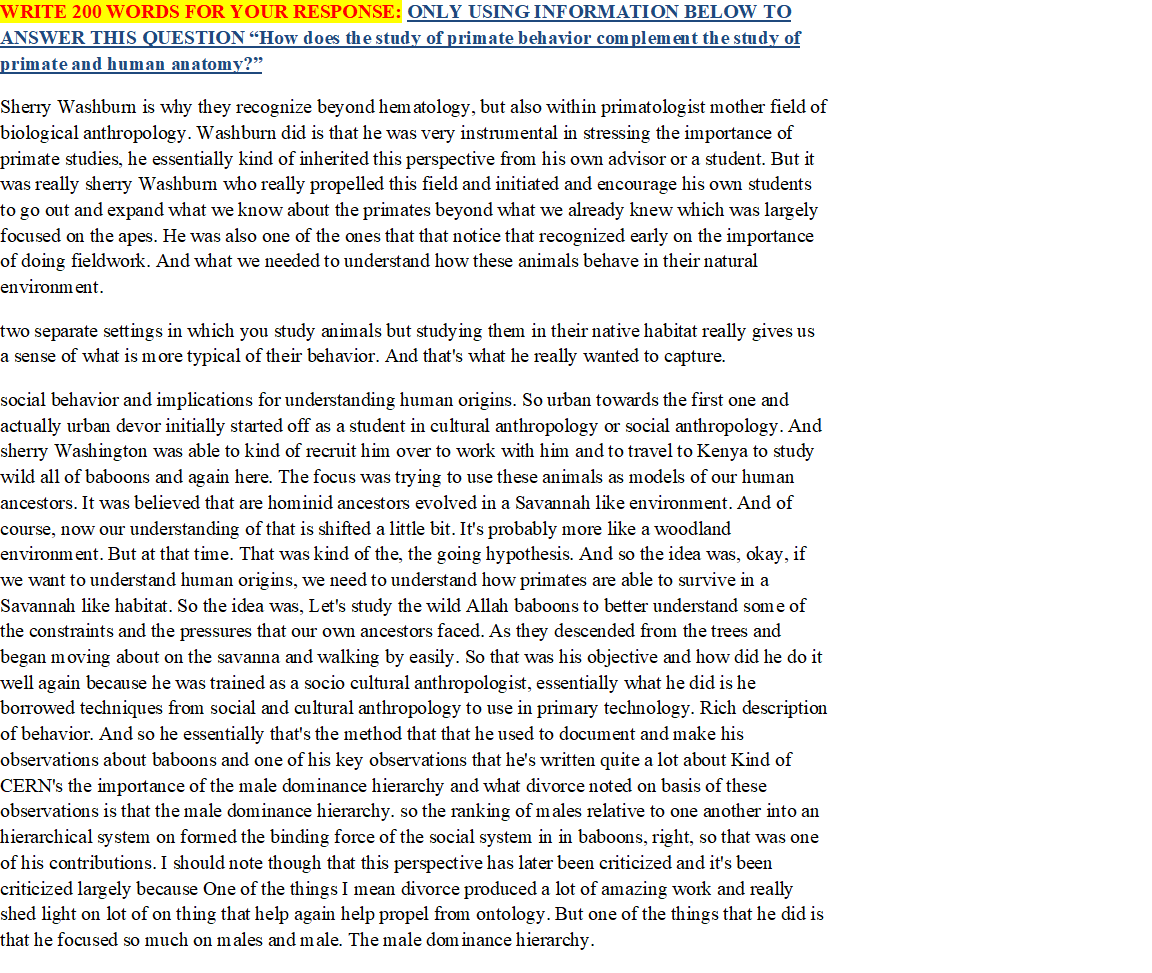 Solved WRITE 200 WORDS FOR YOUR RESPONSE: ONLY USING | Chegg.com