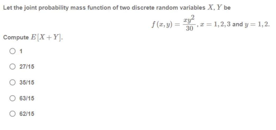 Solved Let the joint probability mass function of two | Chegg.com