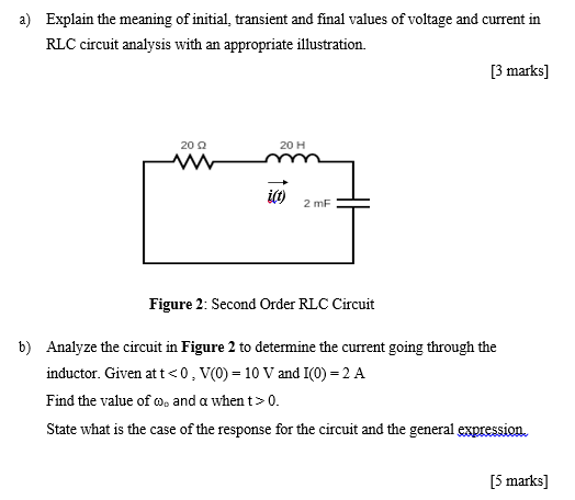 Solved a) Explain the meaning of initial, transient and | Chegg.com