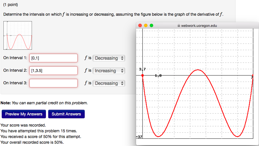 Solved webwork.uoregon.edu f is Decreasing fis Increasing # | Chegg.com